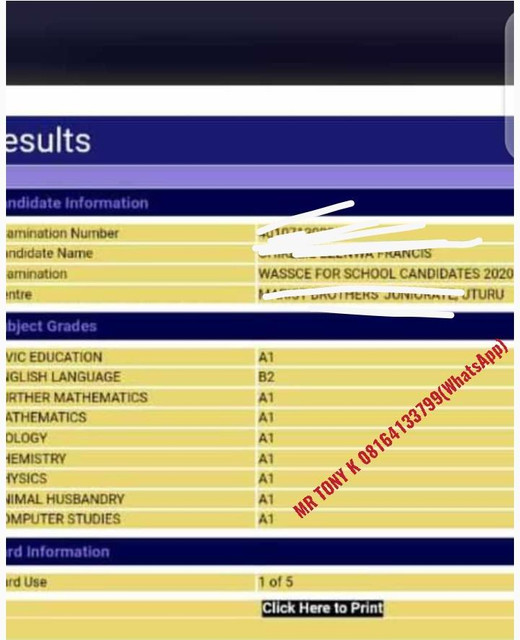 Our Past WAEC Examination Results And Testimonies