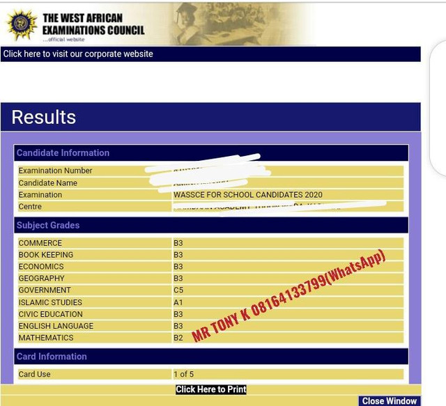 Our Past WAEC Examination Results And Testimonies